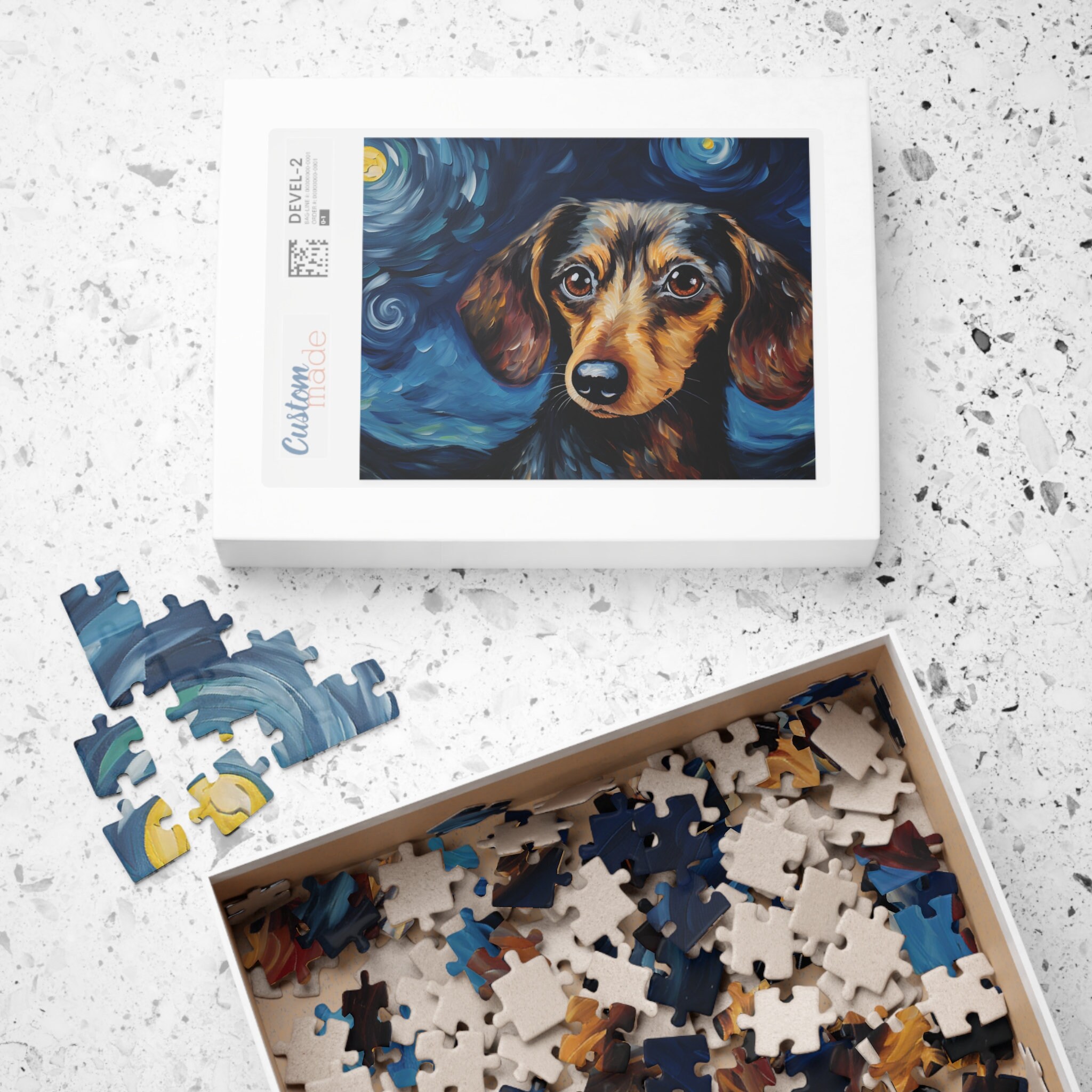 Animal Cuteness Puzzle Dachshund Dog Jig Saw Puzzle Under a Full Moon ...