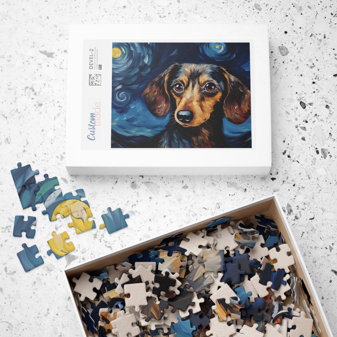 Animal Cuteness Puzzle Dachshund Dog Jig Saw Puzzle Under a Full Moon ...
