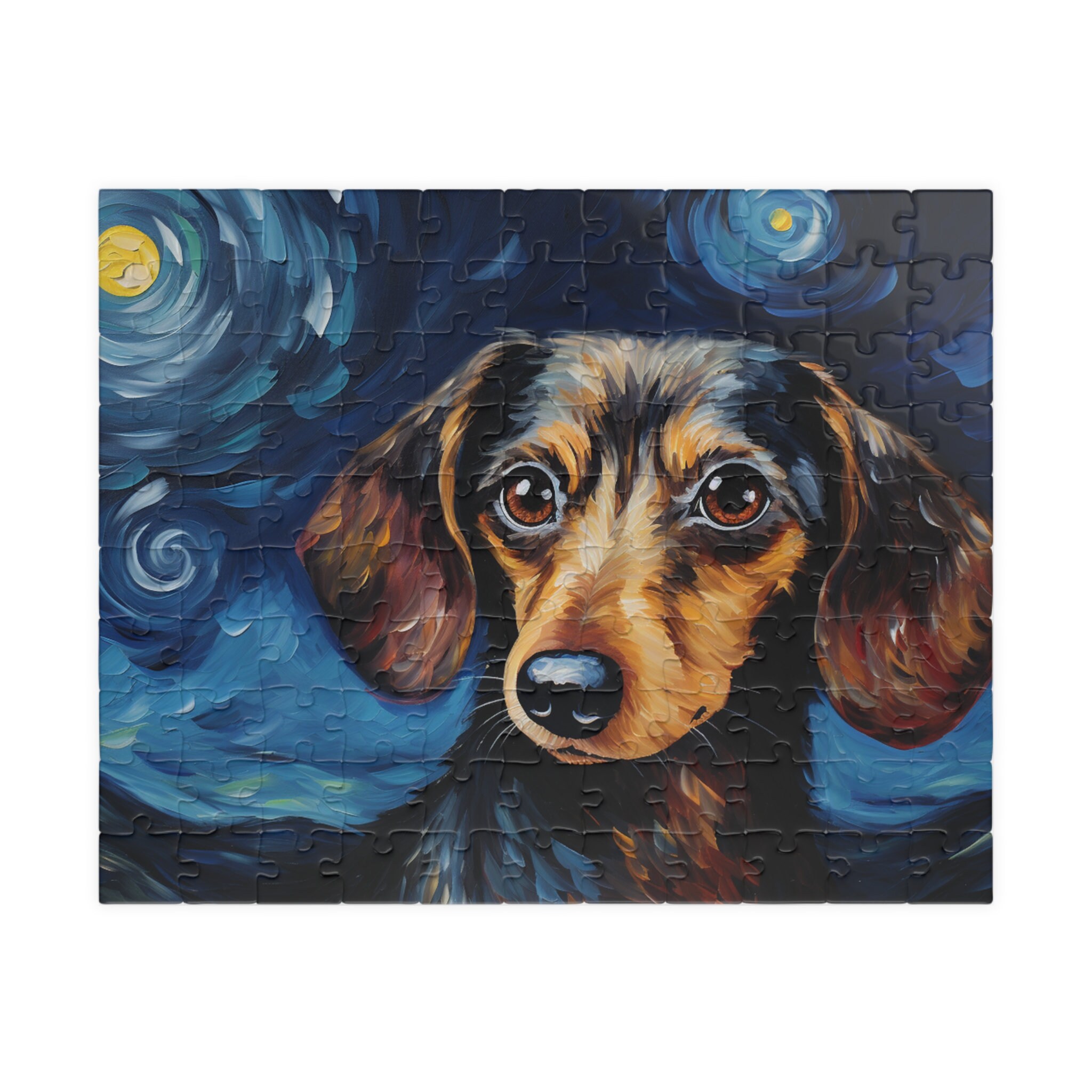 Animal Cuteness Puzzle Dachshund Dog Jig Saw Puzzle Under a Full Moon ...
