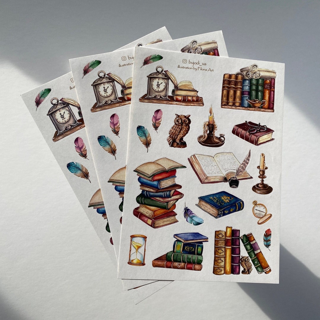 Sticker Sheet Books Bullet Journal Stickers Bookish - Etsy