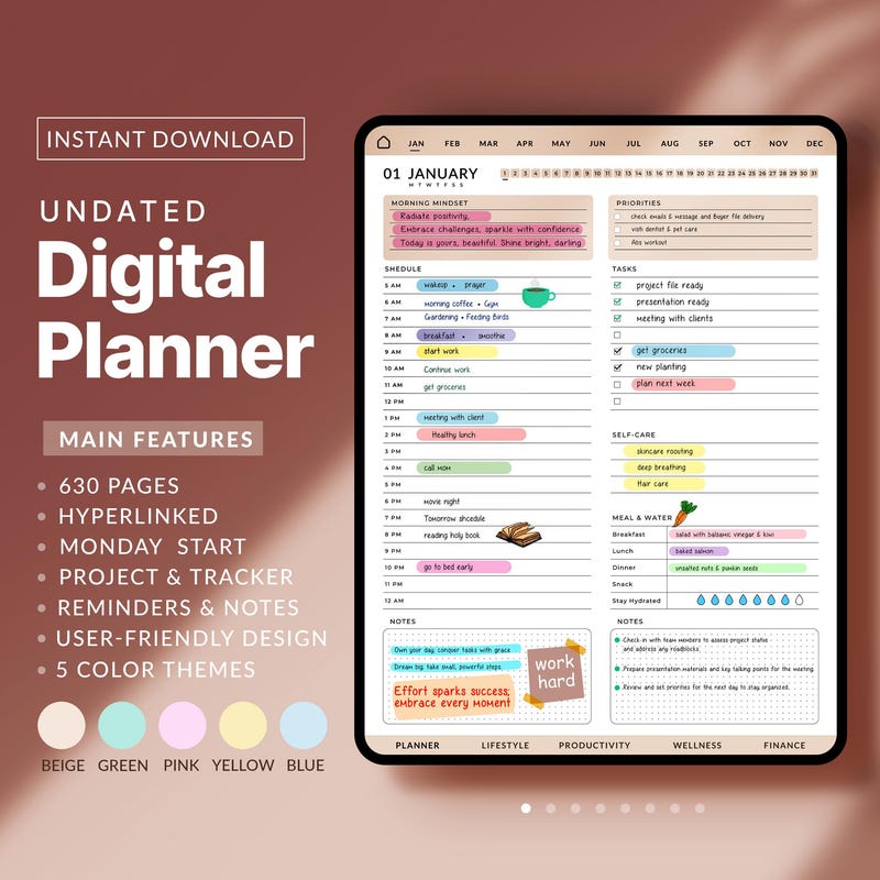 Undated Digital Planner - Etsy