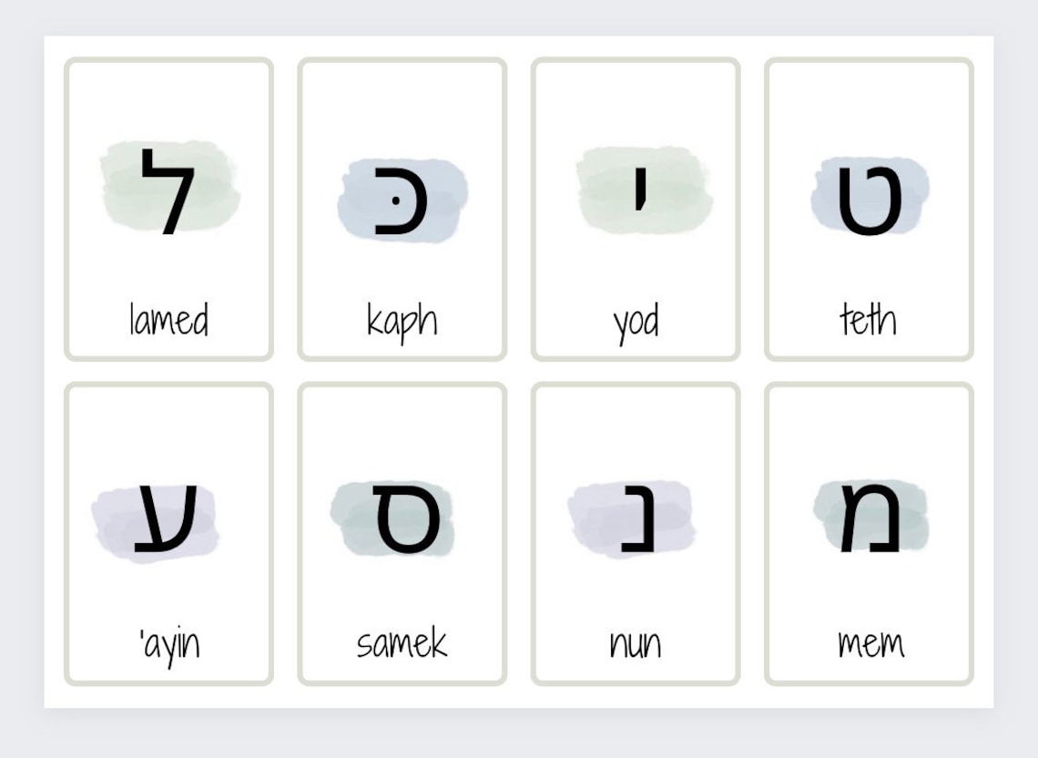 Hebrew Alphabet Flashcards aleph Bet PDF DOWNLOAD - Etsy