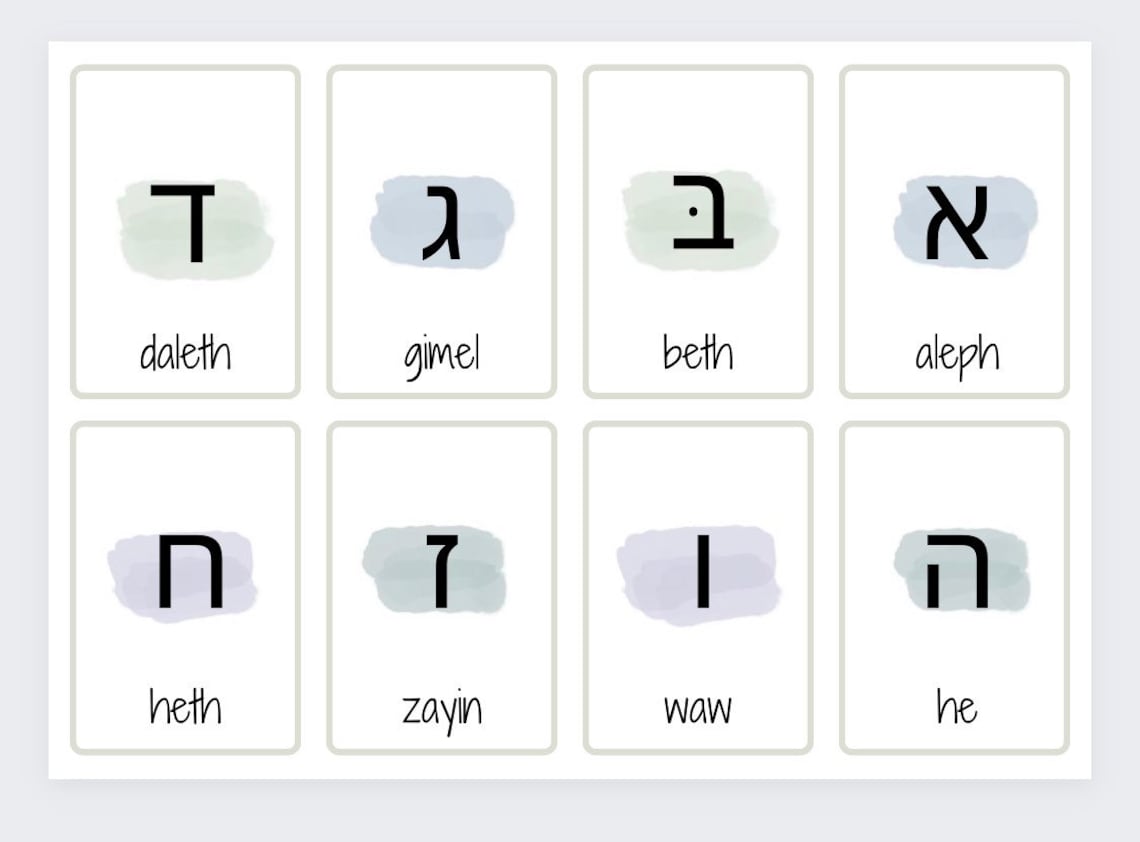 Hebrew Alphabet Flashcards aleph Bet PDF DOWNLOAD - Etsy