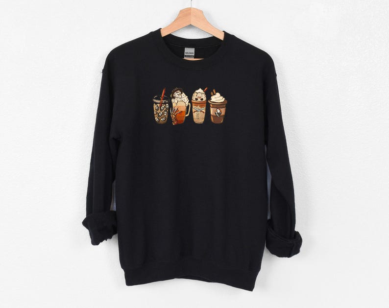 Horror Coffee Sweatshirt Iced Latte Halloween Sweatshirt Spooky Season ...