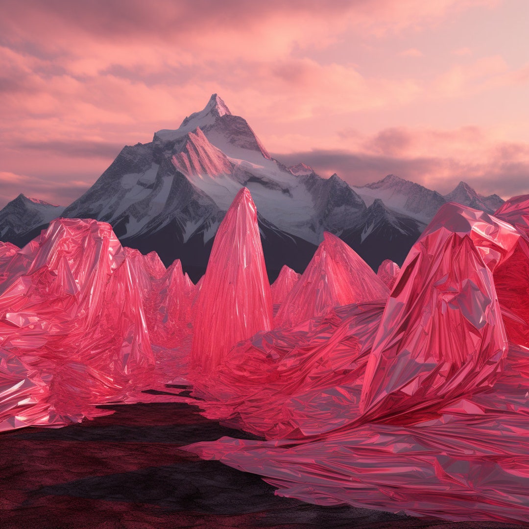Cellophane Wrapped Mountains 2, Digital Abstract Landscape Art Print - Etsy