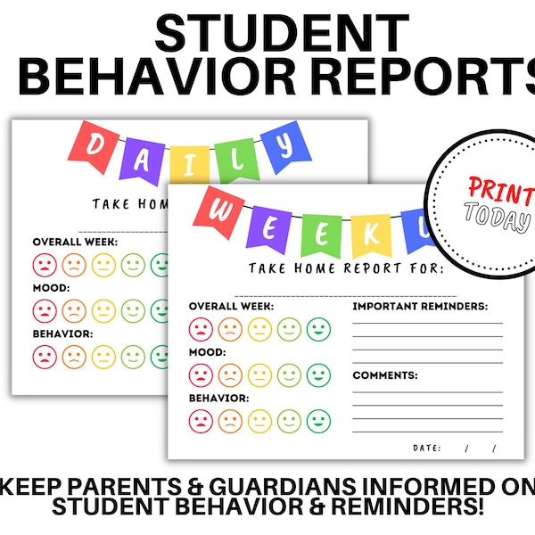 Daily Behavior Chart - Etsy