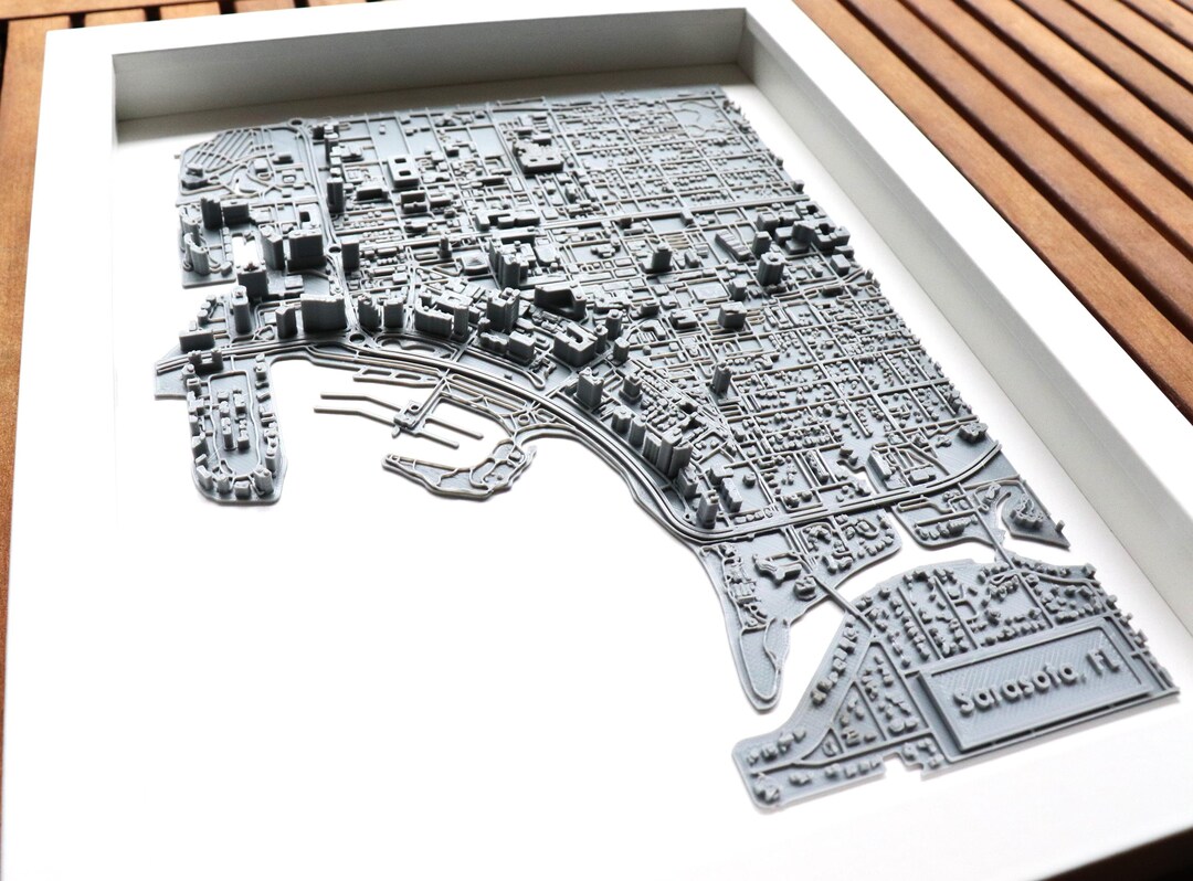 Sarasota FL | 3D City Print | Shadow Box Wall Hanging | Art - Etsy