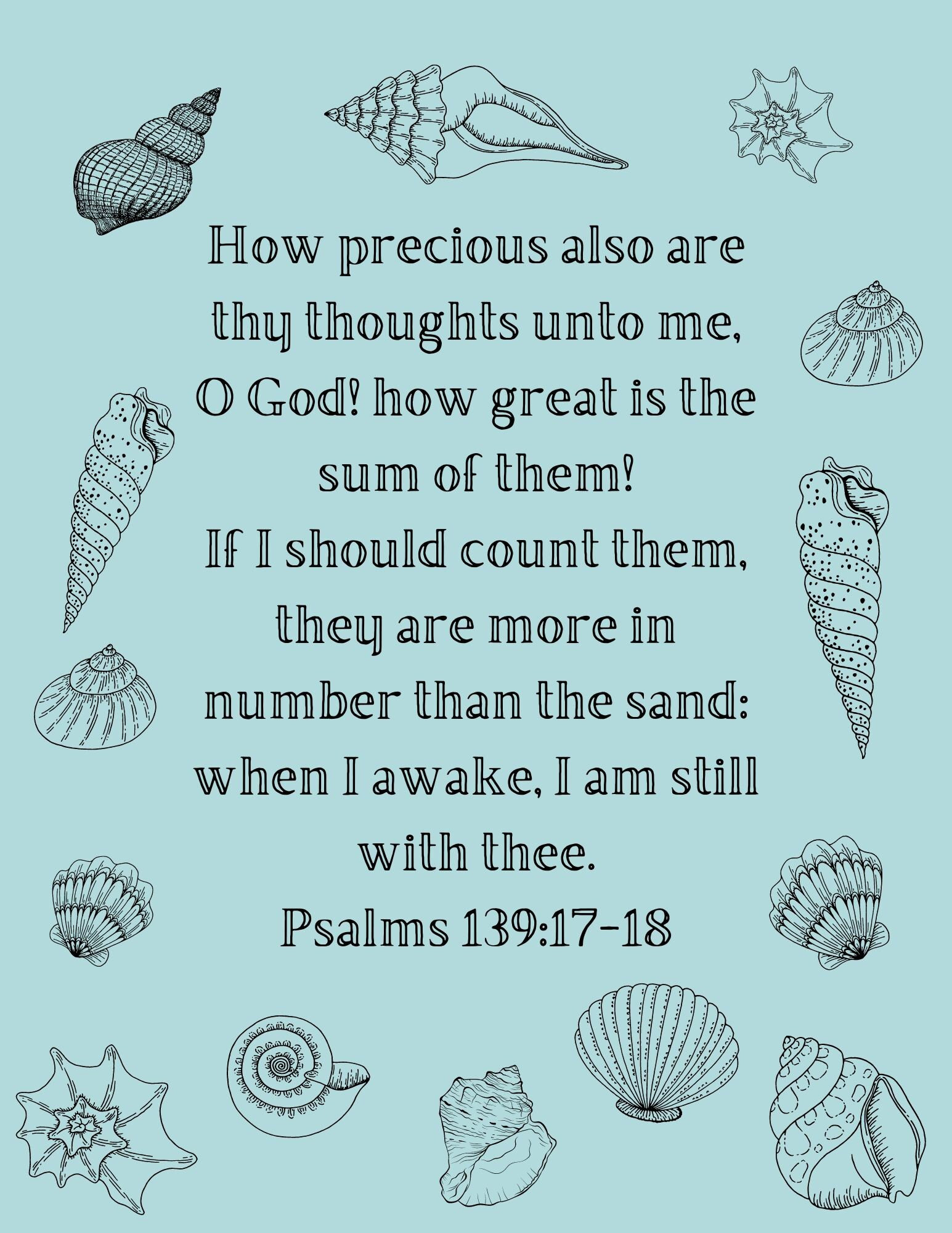 Psalms 139:17-18 Coloring Page - Etsy