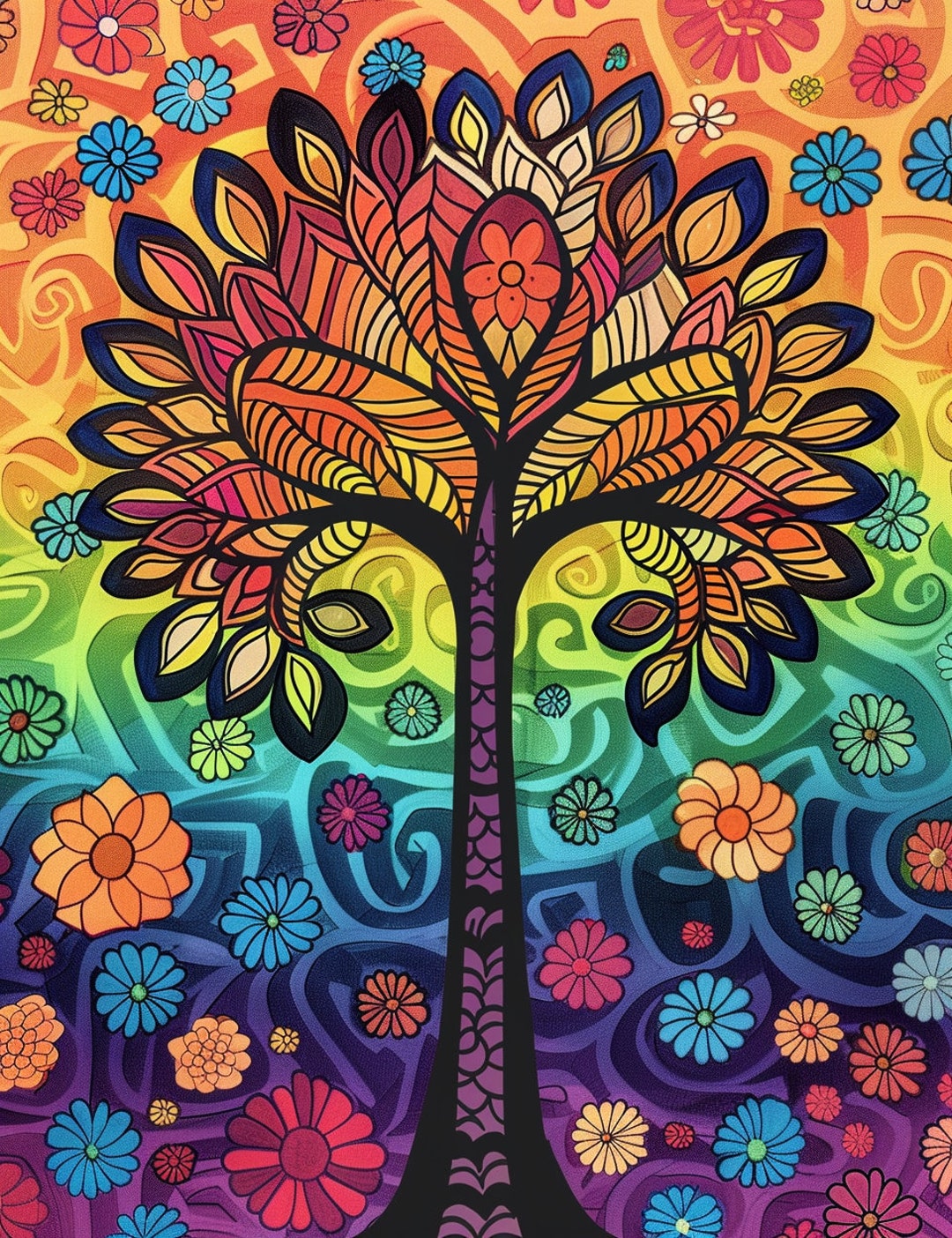 Mandala Tree Coloring Pages Set of 10 Printable Designs for Adult ...