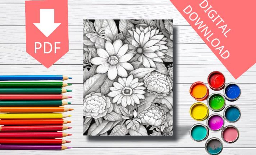Relaxing Floral Adult Coloring Pages Botanical Designs for Stress ...