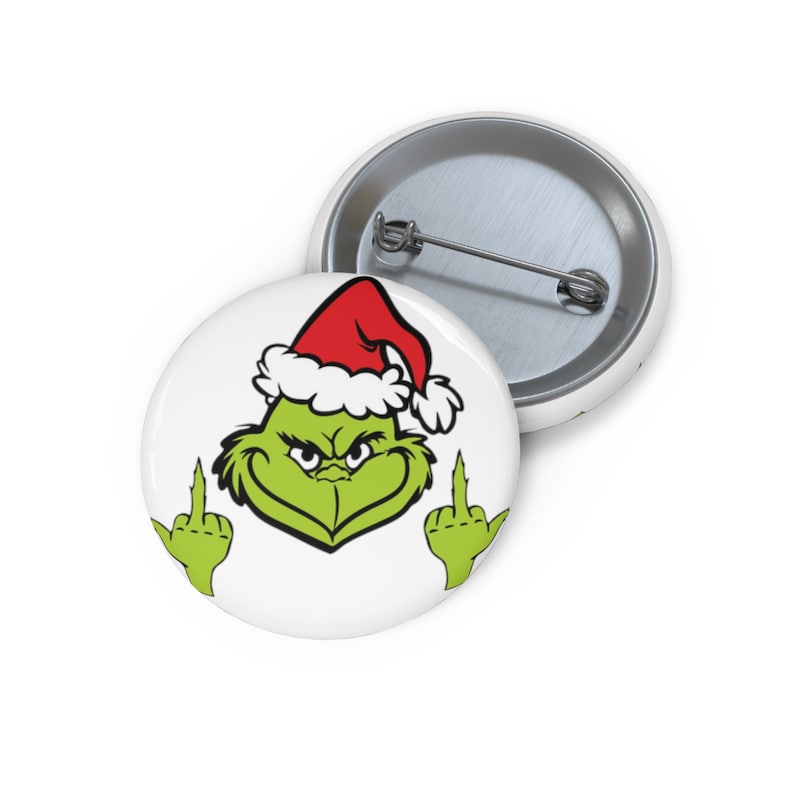 Grinch Middle Finger Pin Buttons - Etsy