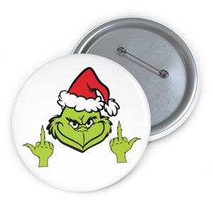 Grinch Middle Finger Pin Buttons - Etsy