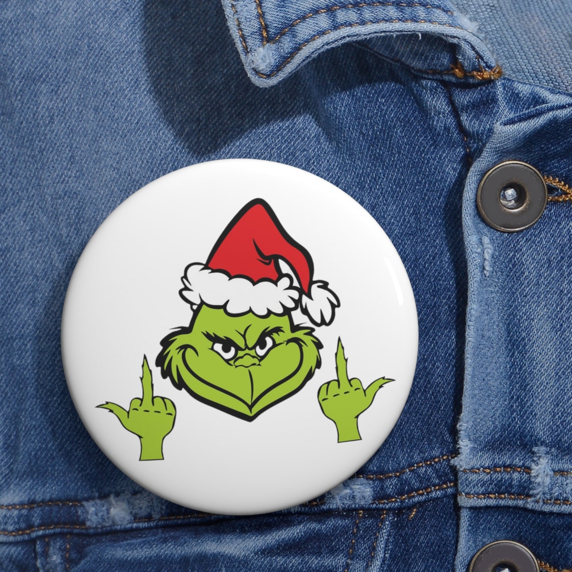 Grinch Middle Finger Pin Buttons - Etsy
