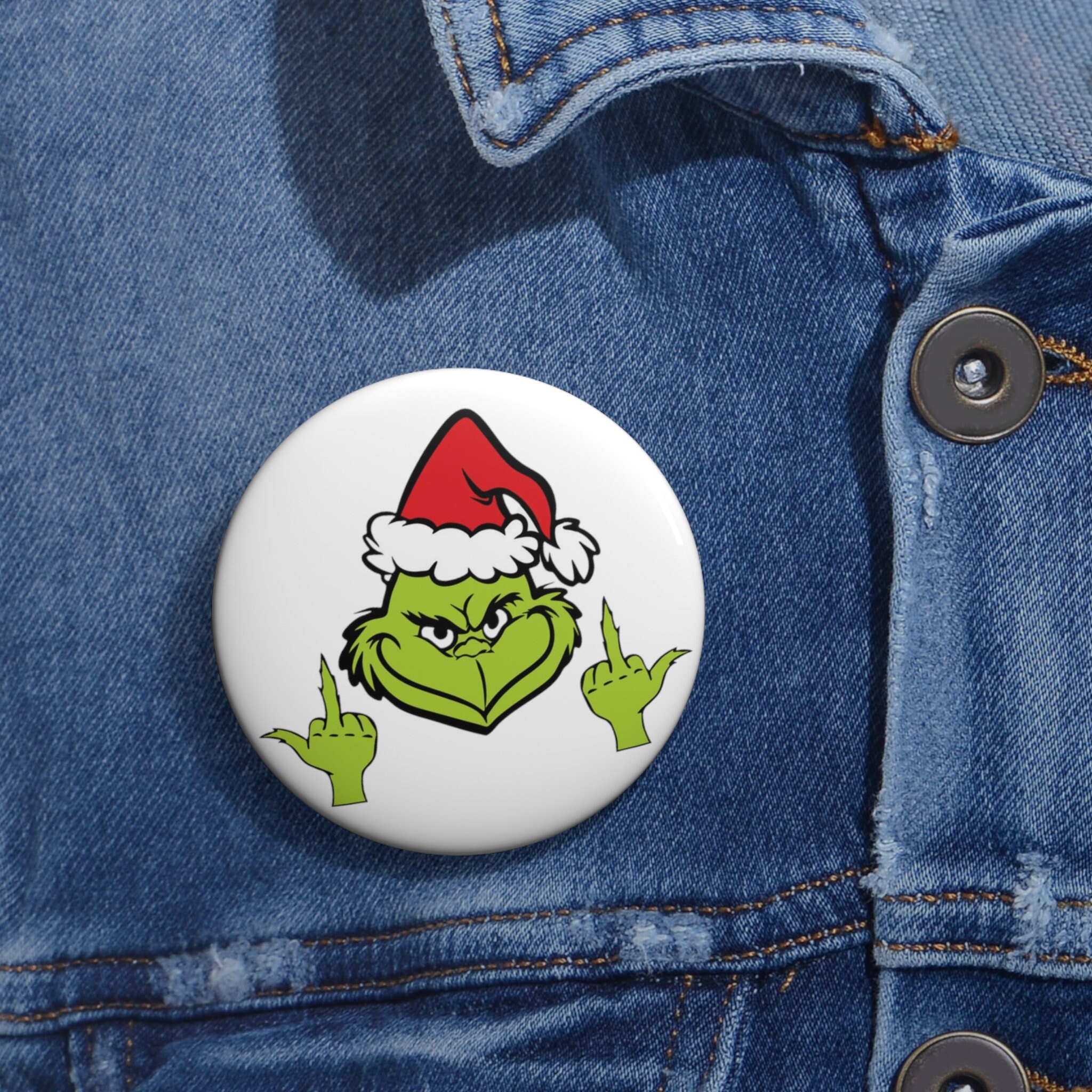 Grinch Middle Finger Pin Buttons - Etsy