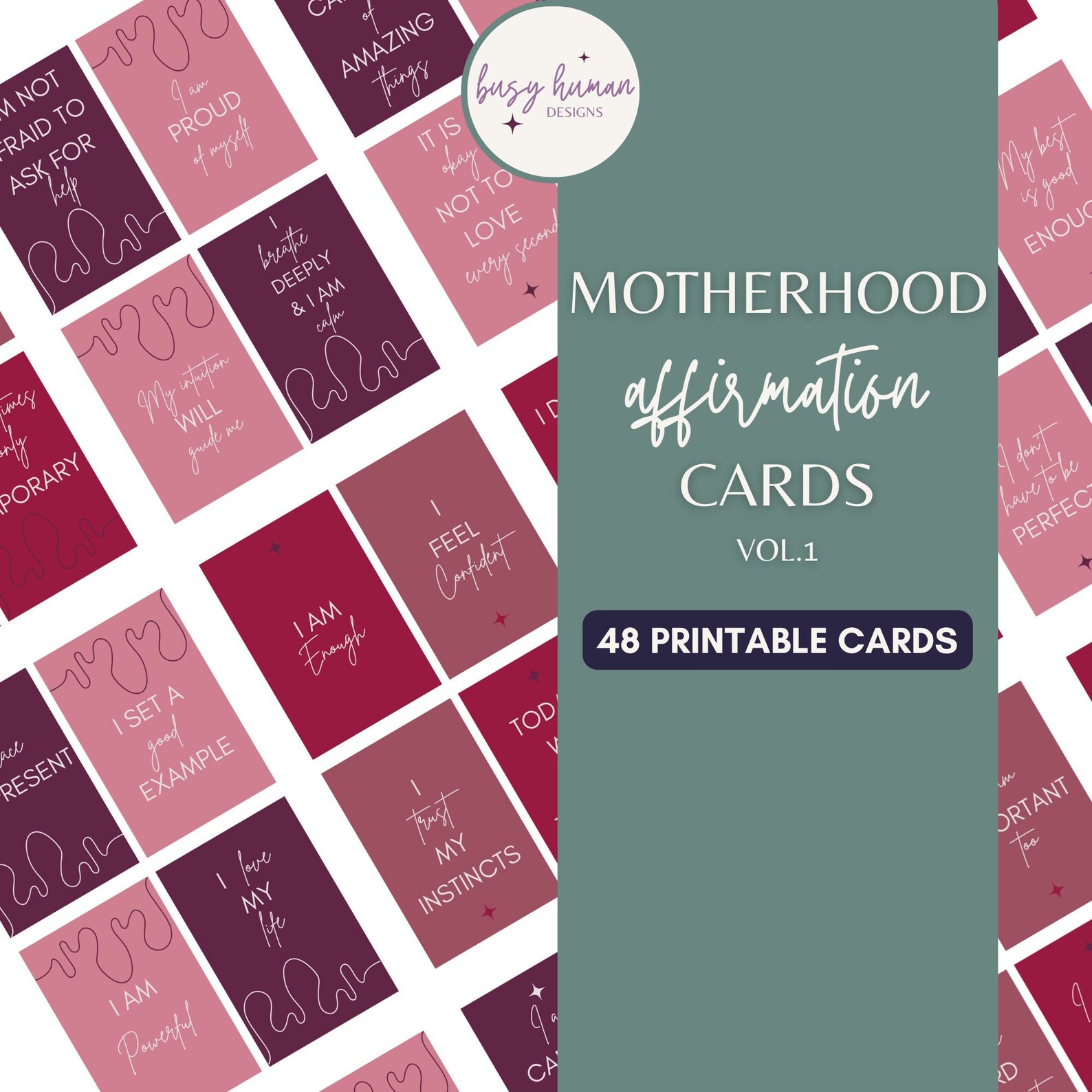 48 Motherhood Affirmation Cards Printable | Postpartum, Parenthood ...