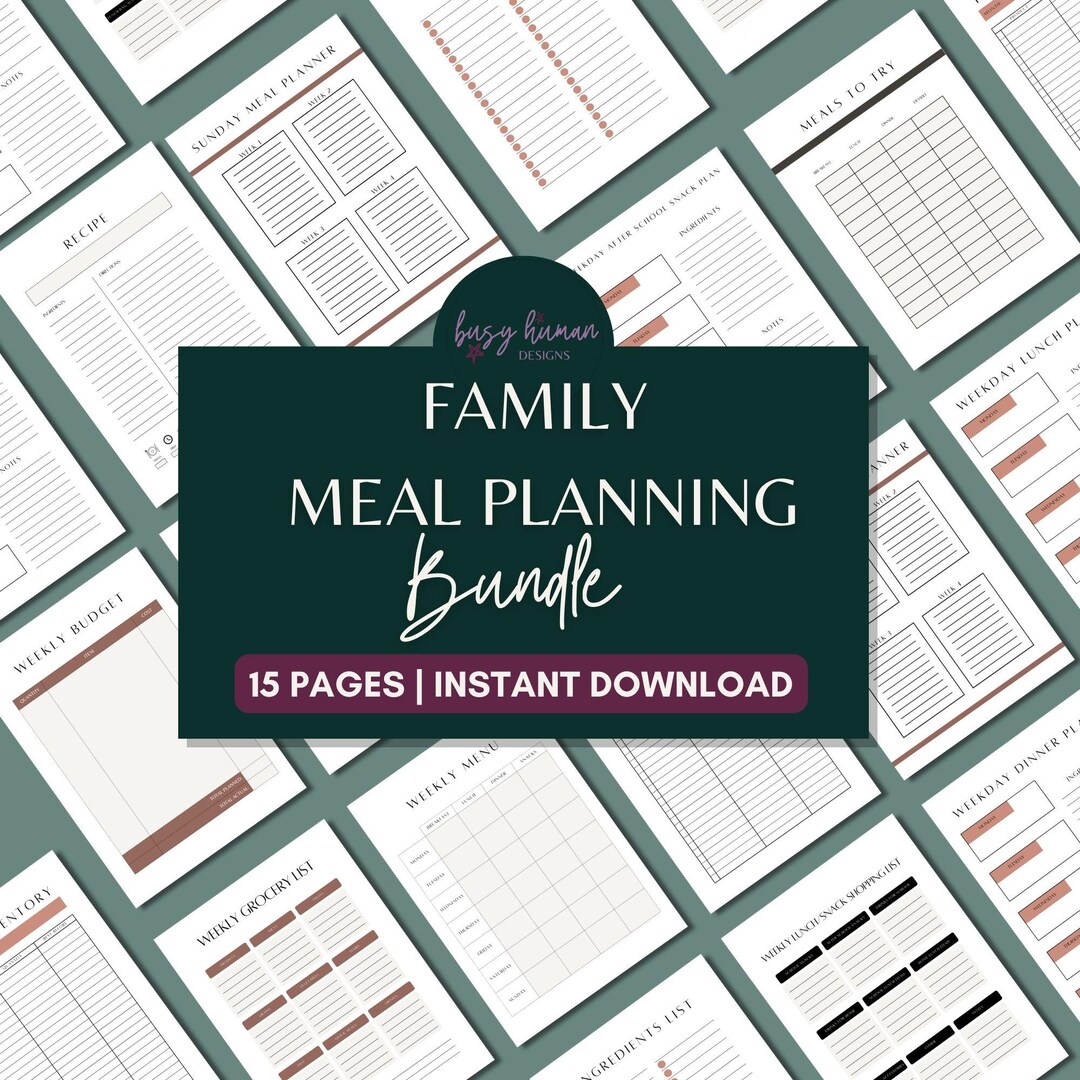 Family Meal Planner Printable | Weekly Meal Planning & Shopping List ...