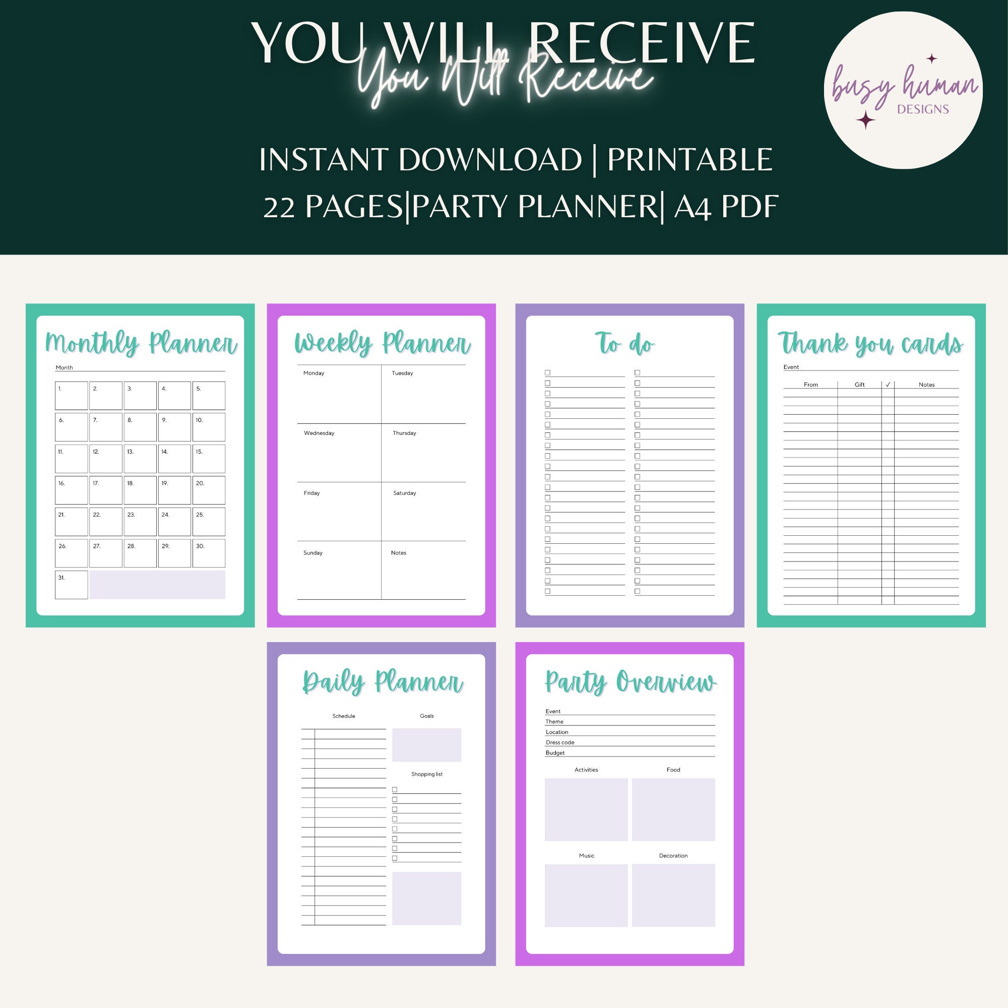 Printable Party Planner Organizer Bundle Birthday Party Planner Event ...