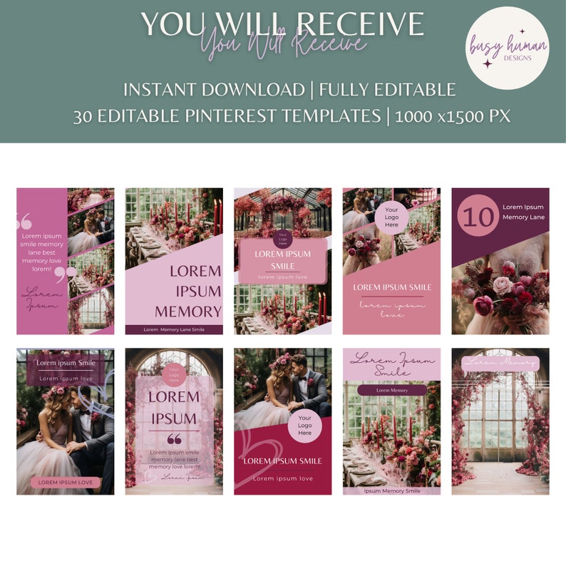 30 Editable Pinterest Template Bundle | Social Pins| Business Post ...