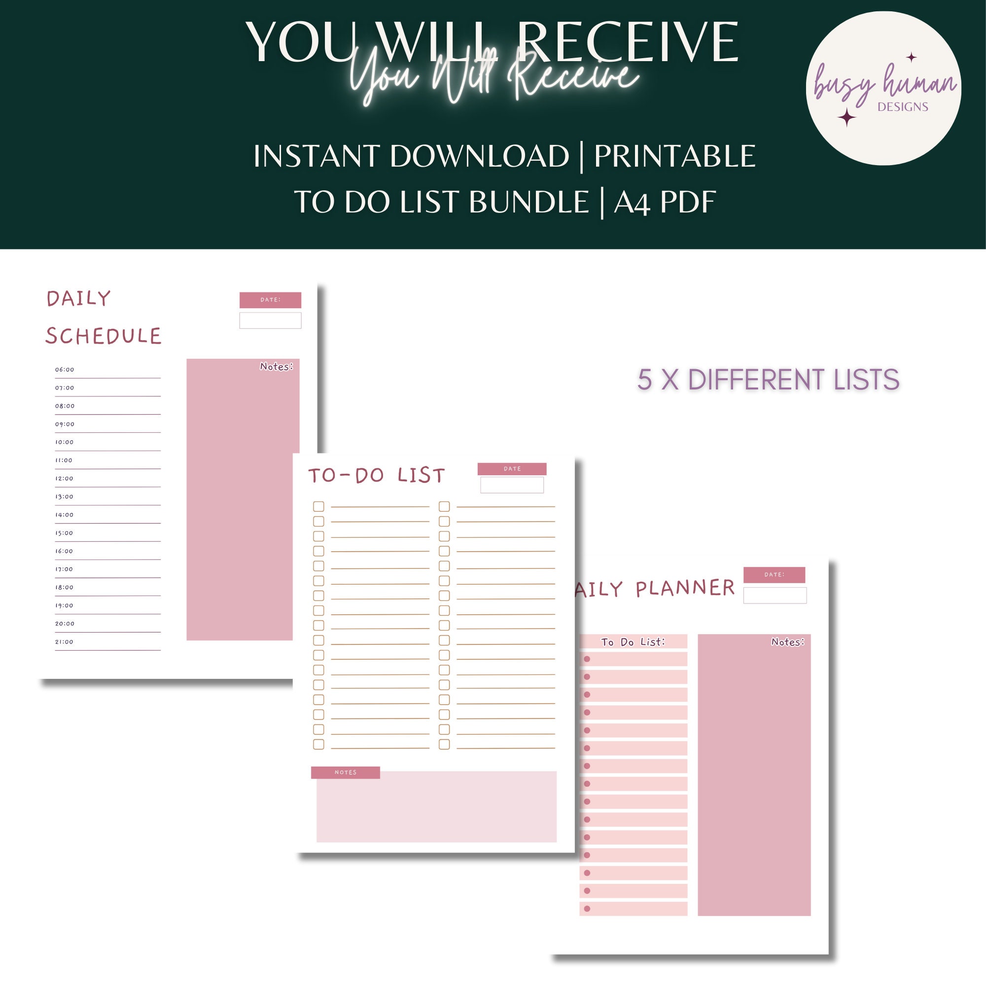 Berry To-do List Printable Bundle: Daily & Weekly Planner (PDF Instant ...