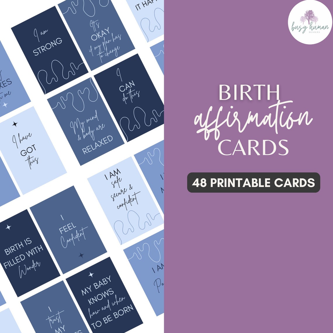 48 Birth Affirmation Cards Printable | Pregnancy, Labour and Birth ...
