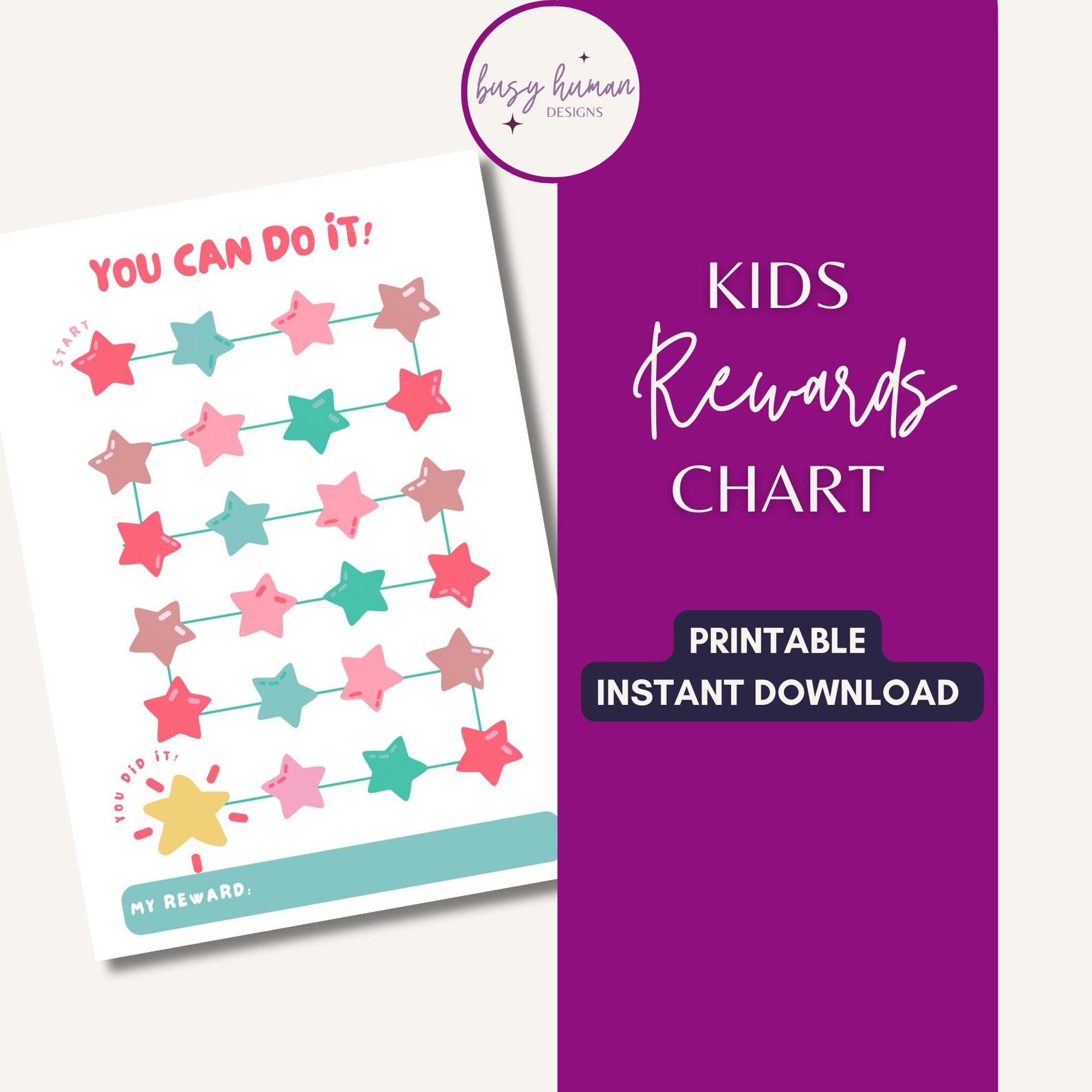 Printable Kids Reward Chart | Potty Training | Behaviour Chart | Star ...