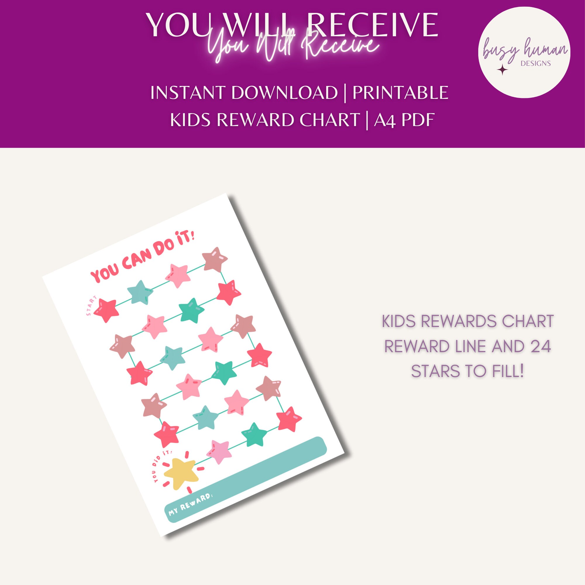 Printable Kids Reward Chart | Potty Training | Behaviour Chart | Star ...