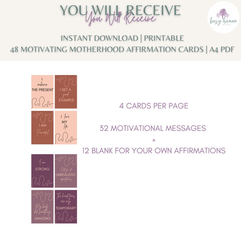 48 Motherhood Affirmation Cards Printable | Postpartum, Parenthood ...