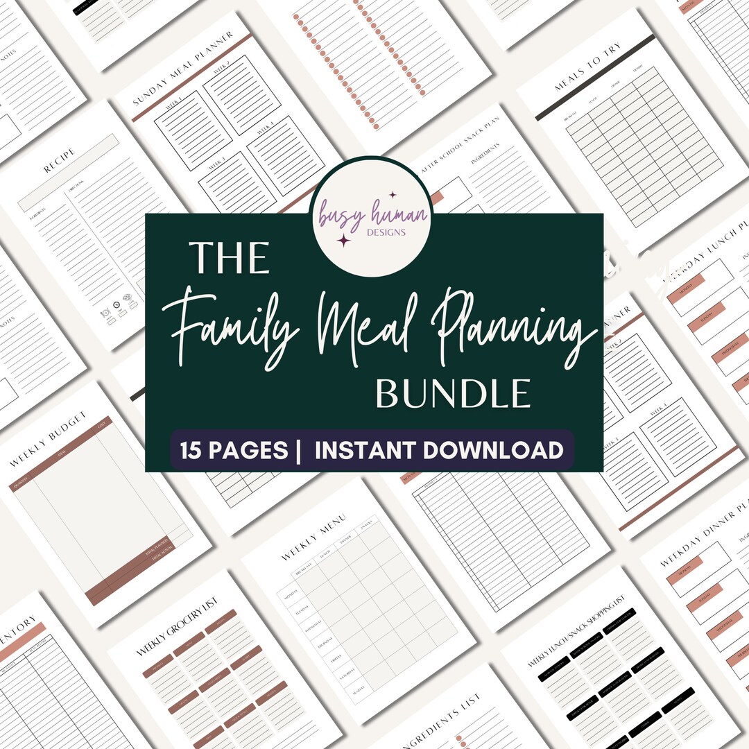 Family Meal Planning Bundle | Printable Meal Planner + Shopping List ...