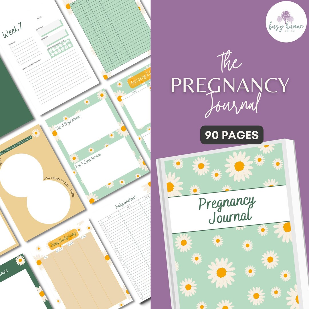 90 Pages | Pregnancy Planner Printable | Bump Journal | Pregnancy Organizer | Green Daisy - Etsy