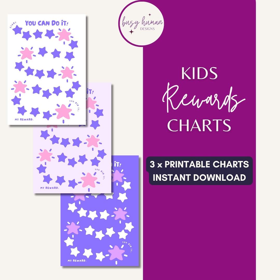 3 X Printable Kids Reward Chart | Potty Training | Behaviour Chart ...
