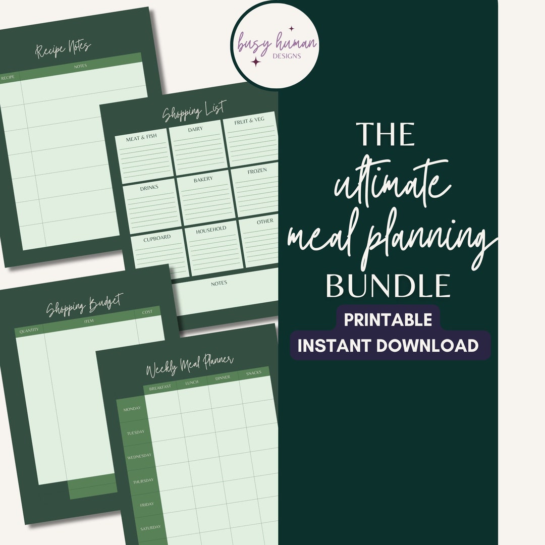 Ultimate Meal Planning Bundle |printable Meal Budget Planner + Shopping ...