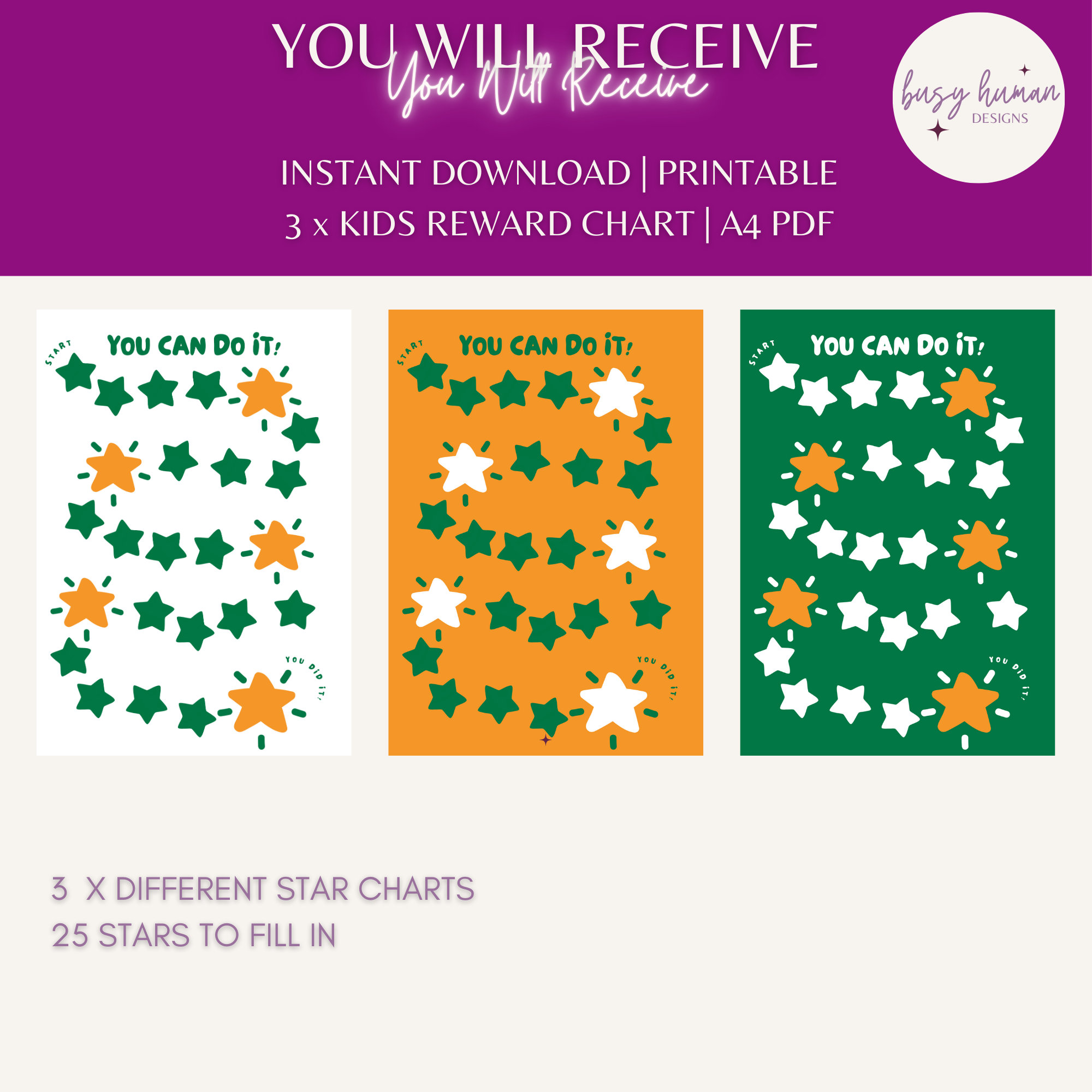 Printable Kids Reward Chart | Potty Training | Behaviour Chart | Star ...