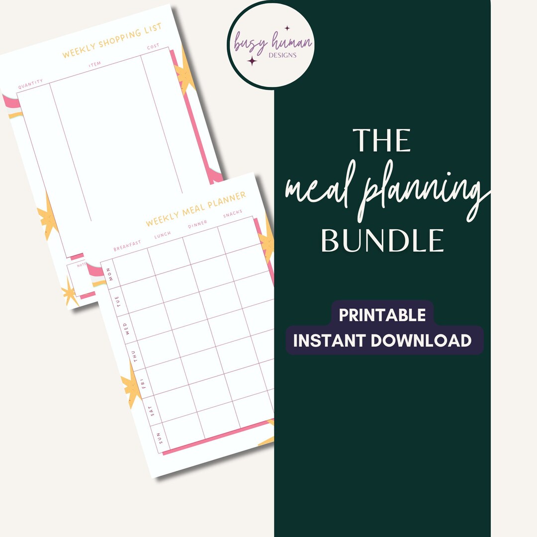 Meal Planning Bundle | Printable Meal Planner + Shopping List ...