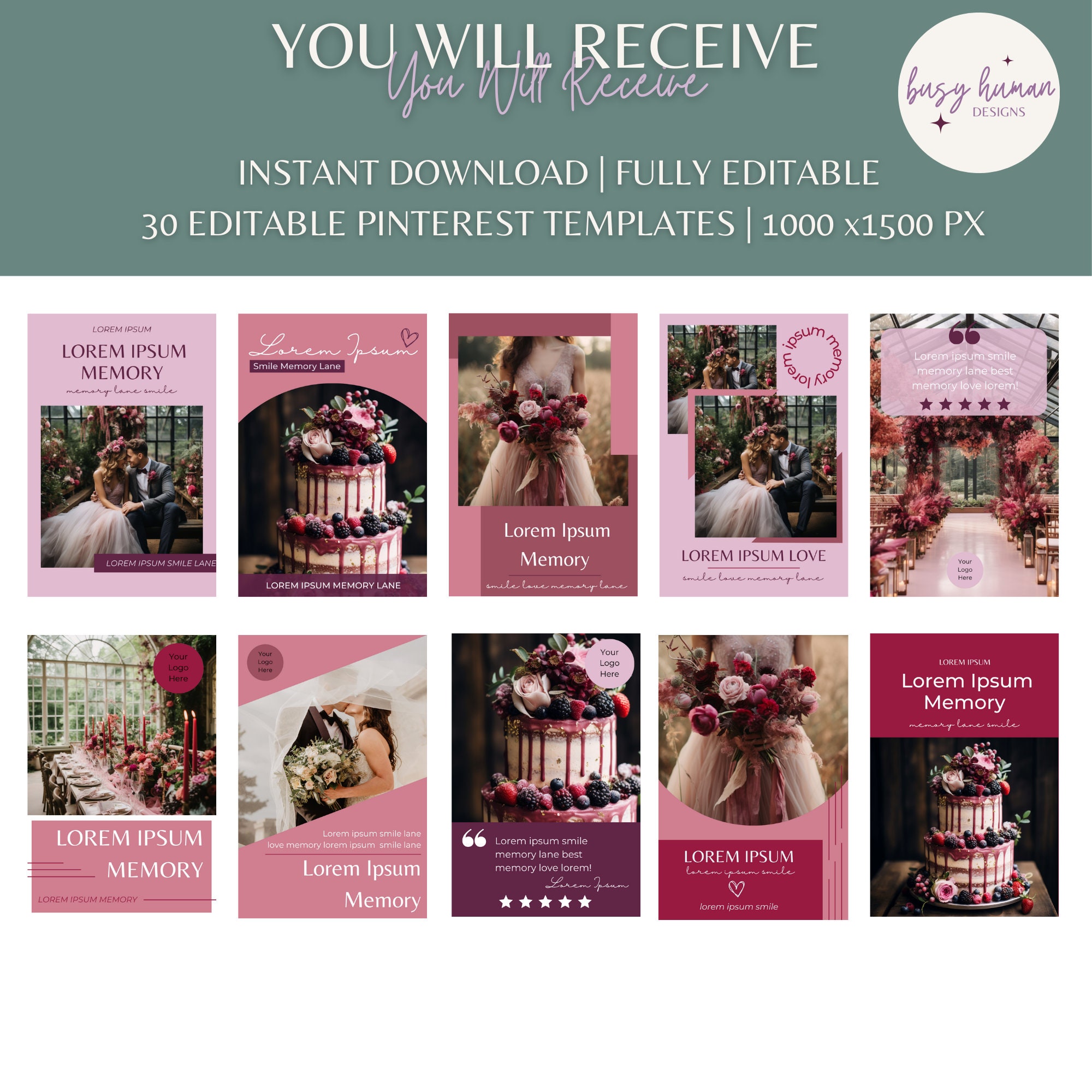 30 Editable Pinterest Template Bundle | Social Pins| Business Post ...