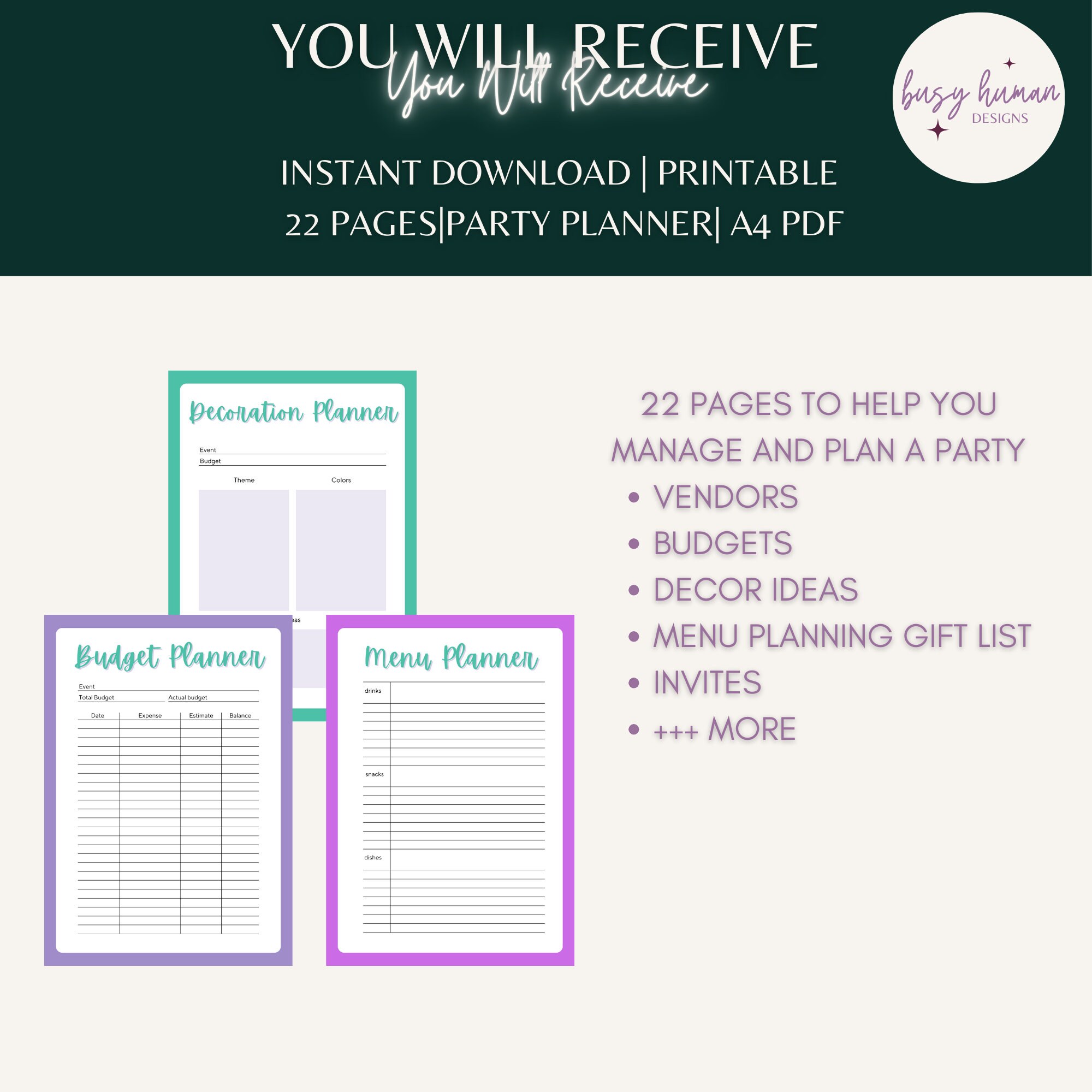 Printable Party Planner Organizer Bundle Birthday Party Planner Event ...