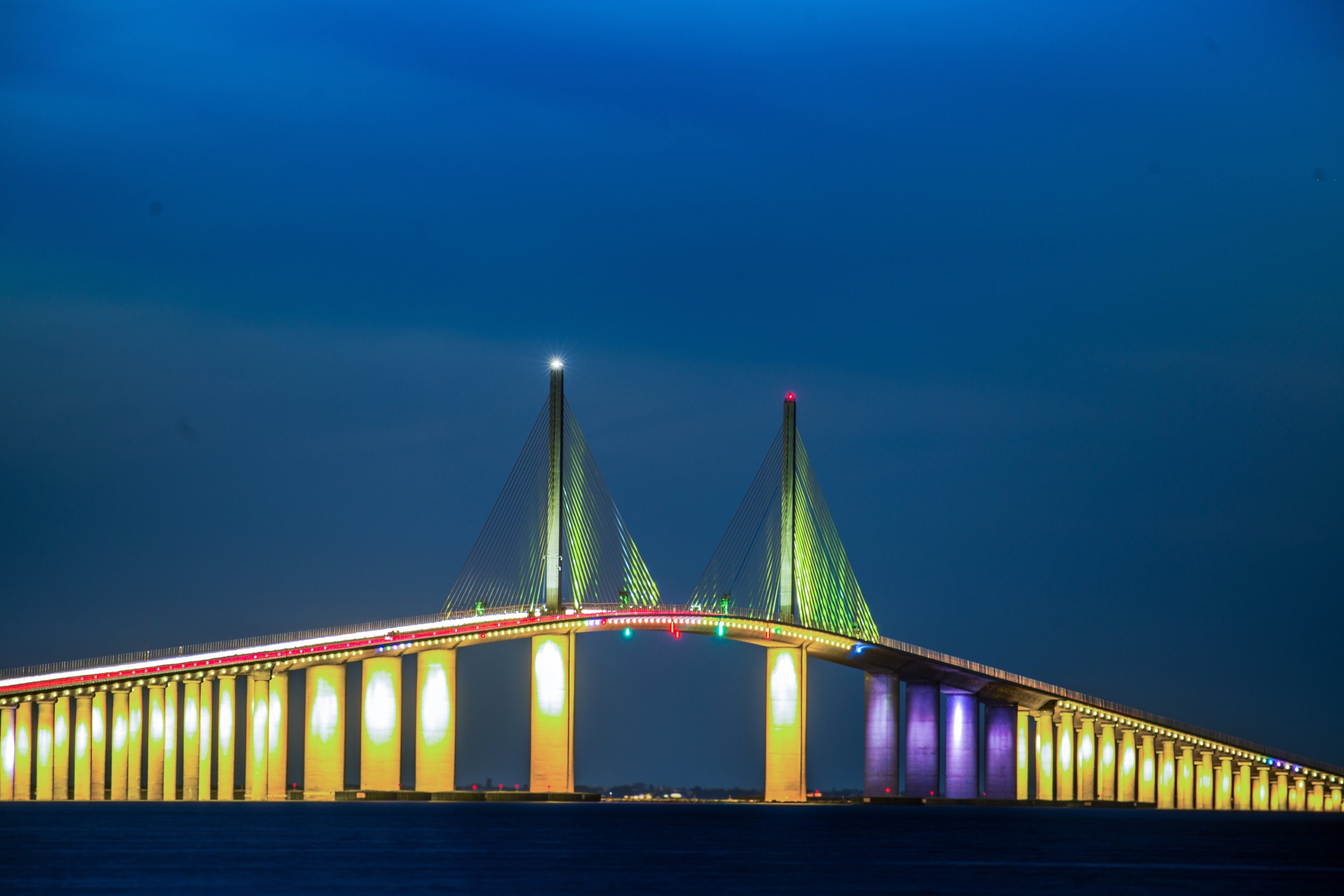Sunshine Skyway Bridge At Night
