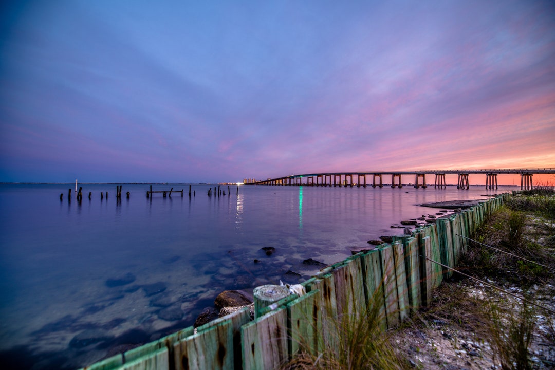 Navarre Beach Bridge Sunset: Florida Canvas Wall Decor - Etsy