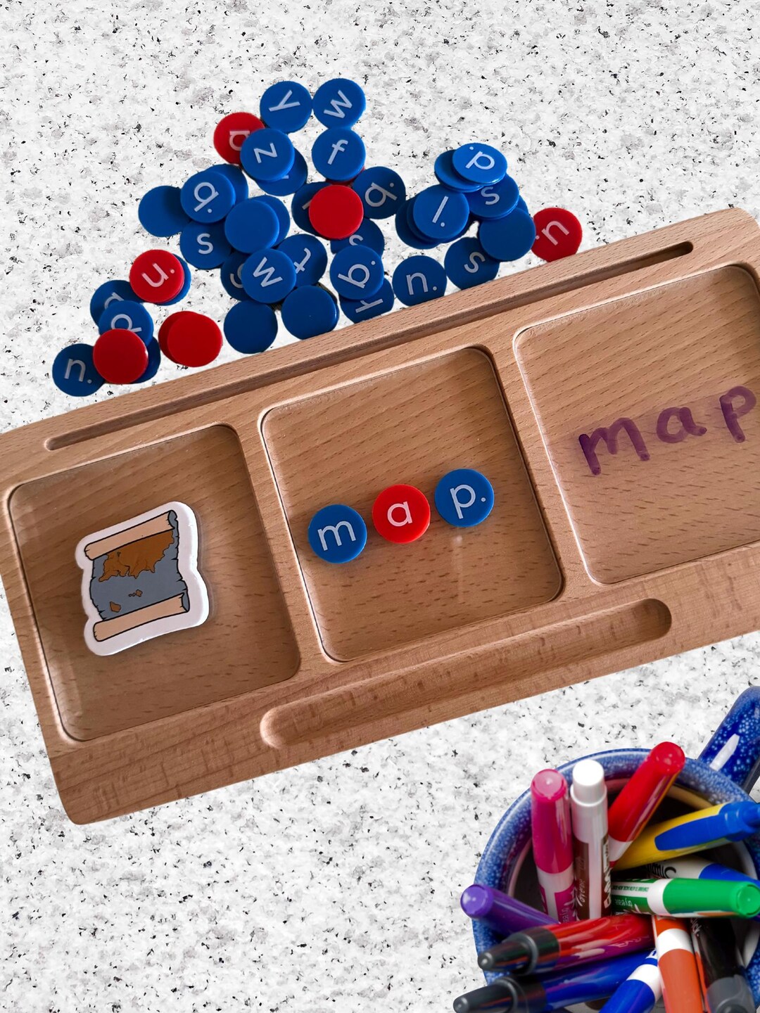 Multi Sensory, Montessori Inspired, 3-part Wood Tray, Salt Tray, Sand ...