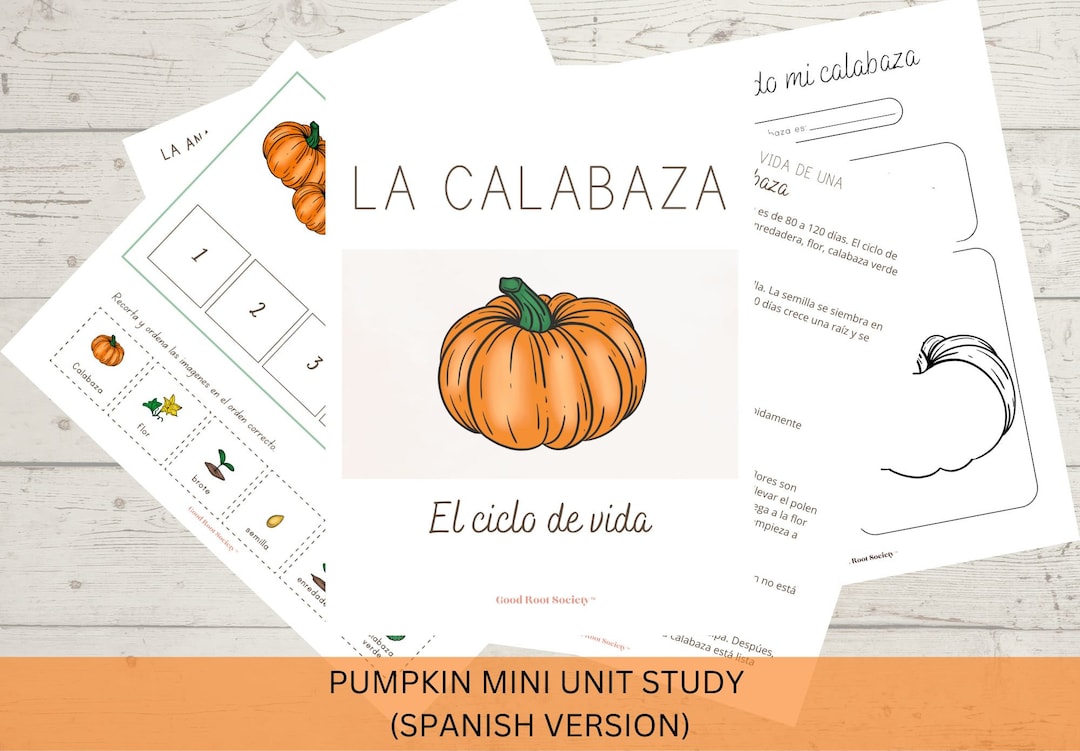 Spanish Pumpkin Unit Study: Printable Activities - Etsy