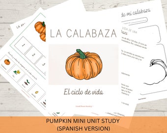 English Pumpkin Life Cycle Printable Mini Unit Study - Etsy