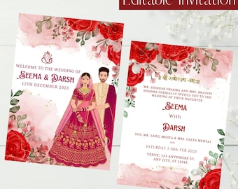 EDITABLE Indian Wedding Invitation Templates Digital Fancy Indian ...