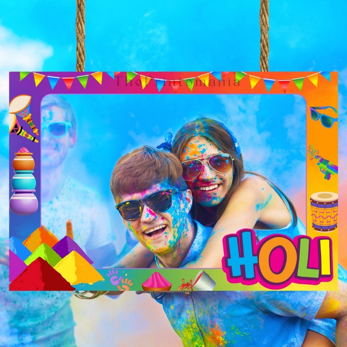 Holi Party Photobooth, Holi Selfie Booth, Holi Party Photo Props ...