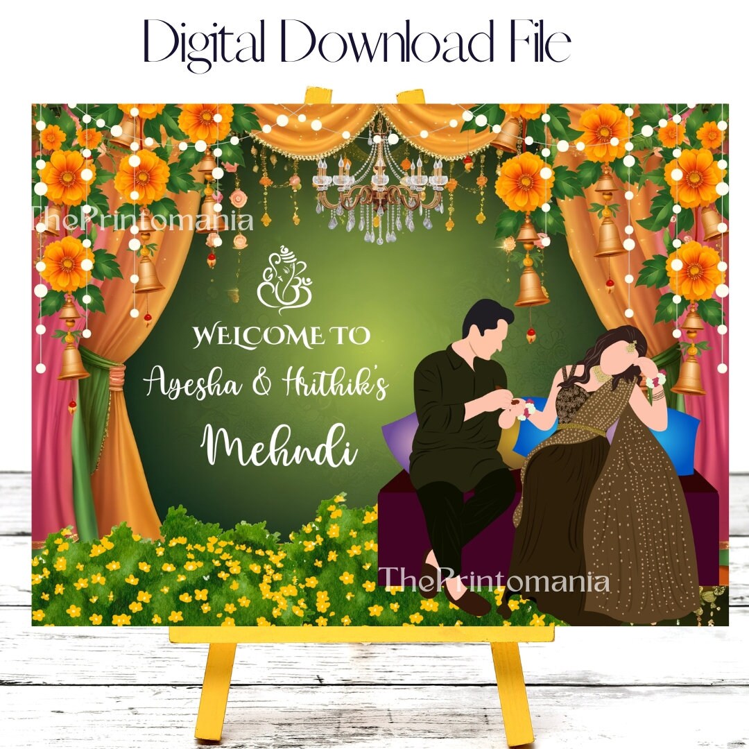 Mehndi Sign Board as Mehendi Welcome Signage, Indian Wedding Entry ...