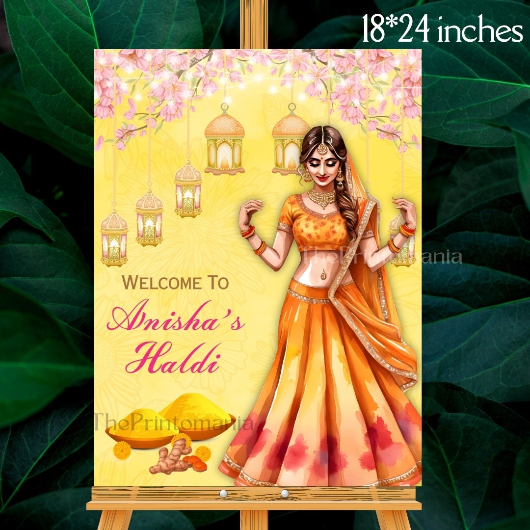 Haldi Welcome Sign, Haldi Ceremony Decor, Indian Wedding Decor, Pithi ...