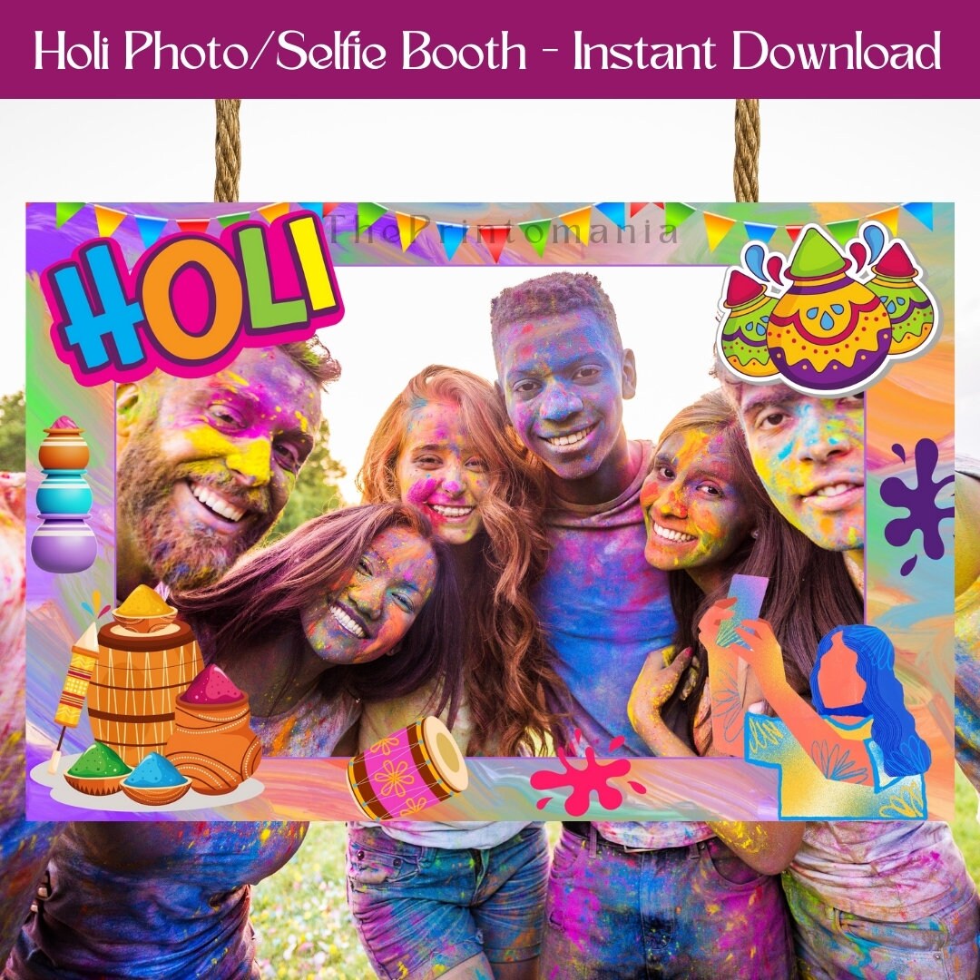 Holi Party Photo Booth, Holi Selfie Booth, Holi Party Photo Props ...