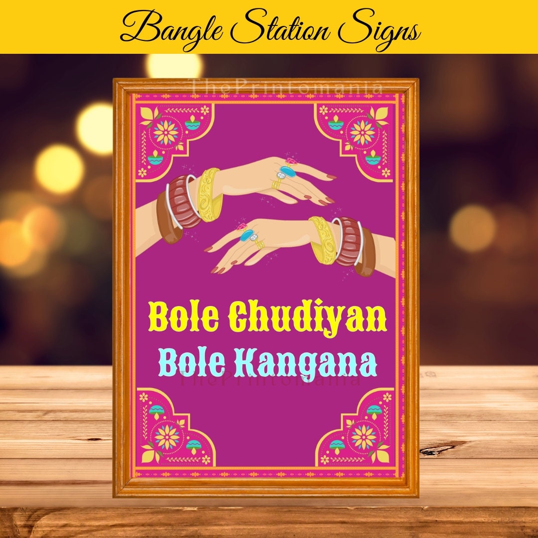 Quirky Bangle Station Sign, Bangle Bar Signage, Haldi Mehndi Decoration ...