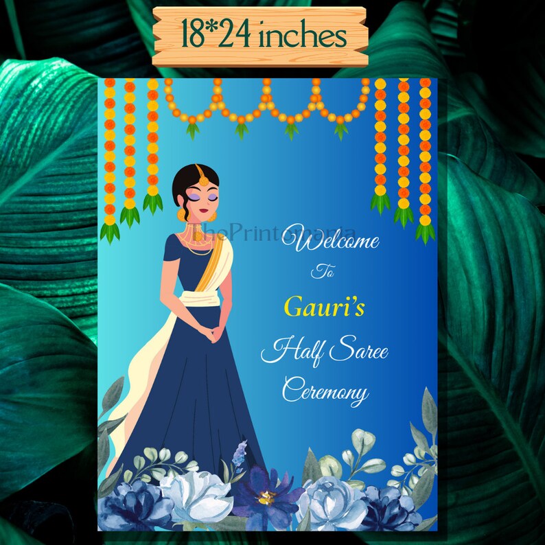 Half Saree Welcome Board as Half Saree Ceremony Welcome Signs, Half ...