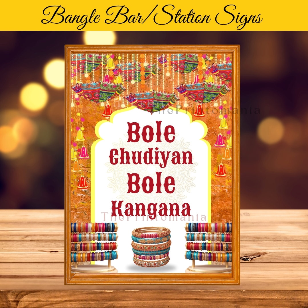 Desi Bangle Station Signage, Bangle Bar Sign, Haldi Mehndi Decoration ...