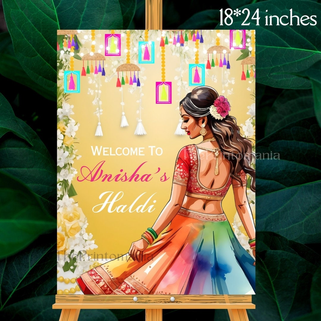 Haldi Welcome Sign as Haldi Decoration, Haldi Ceremony Decor, Indian ...