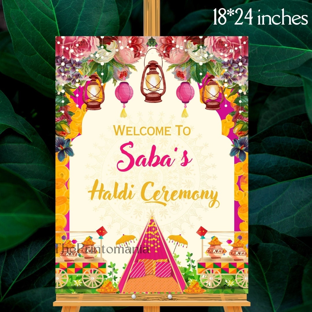 Haldi Welcome Signs Indian Wedding Pithi Ceremony Signage, Holud Boards ...